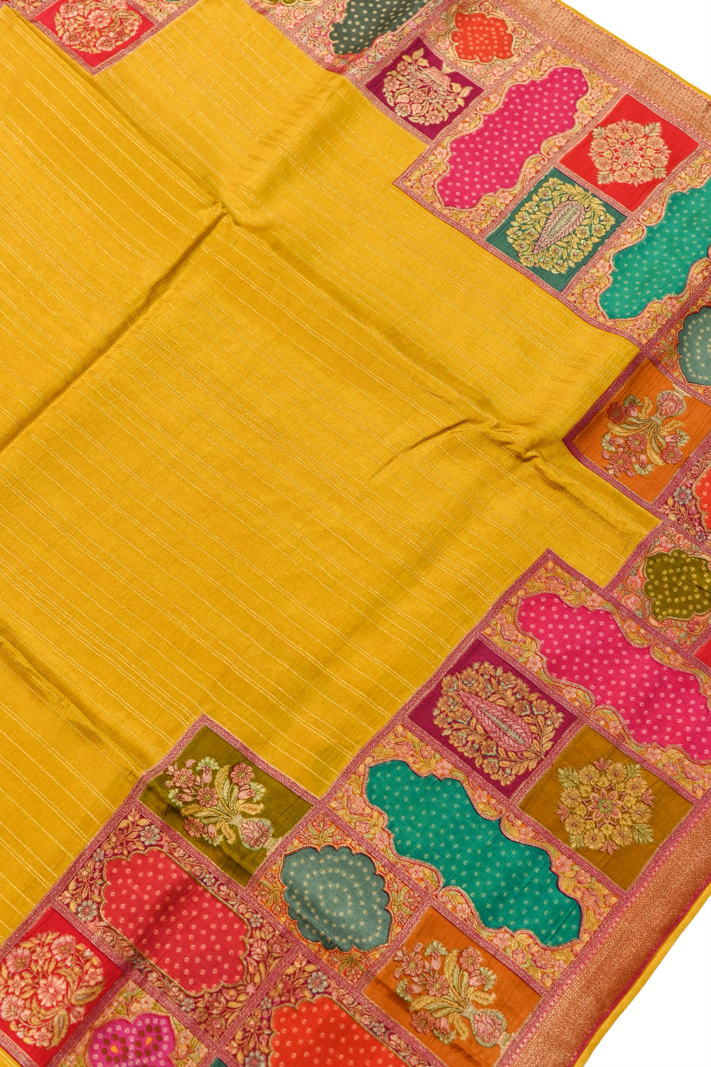 Honey Yellow Geometric Moonga Silk Blended Saree – Sumangal Banaras